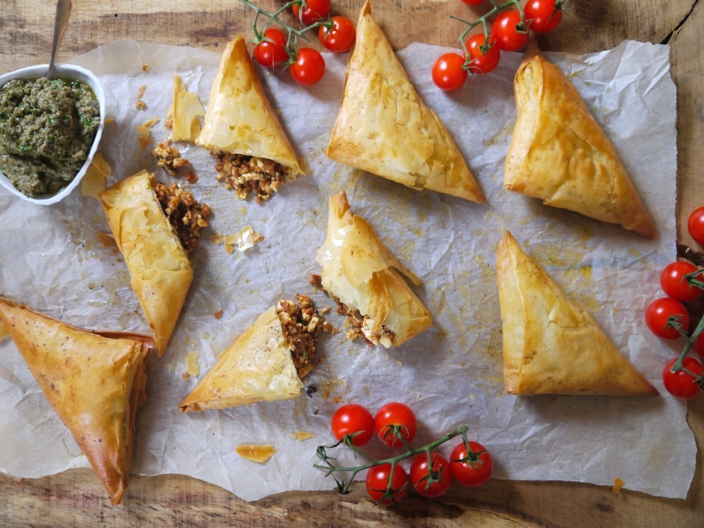 Sun Dried Tomato and Feta Cheese Filo Parcels with Caper and Parsley ...